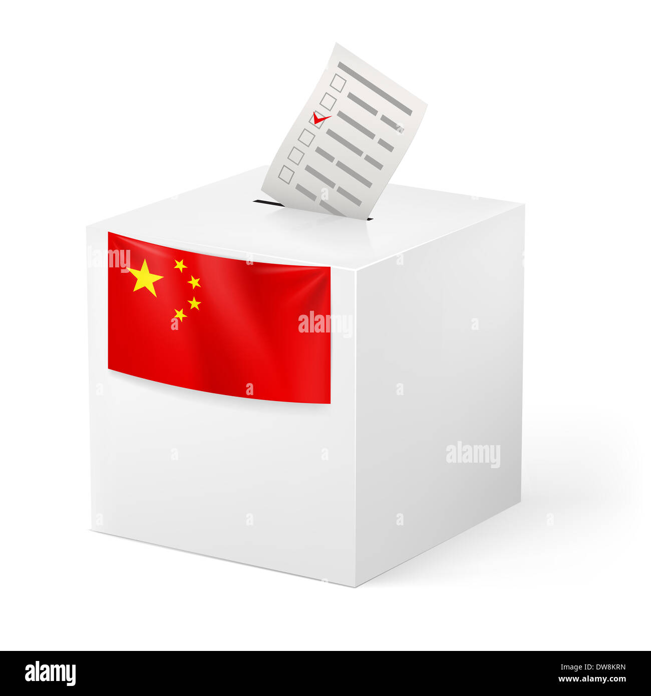 Election in China: ballot box with voting paper on white background ...