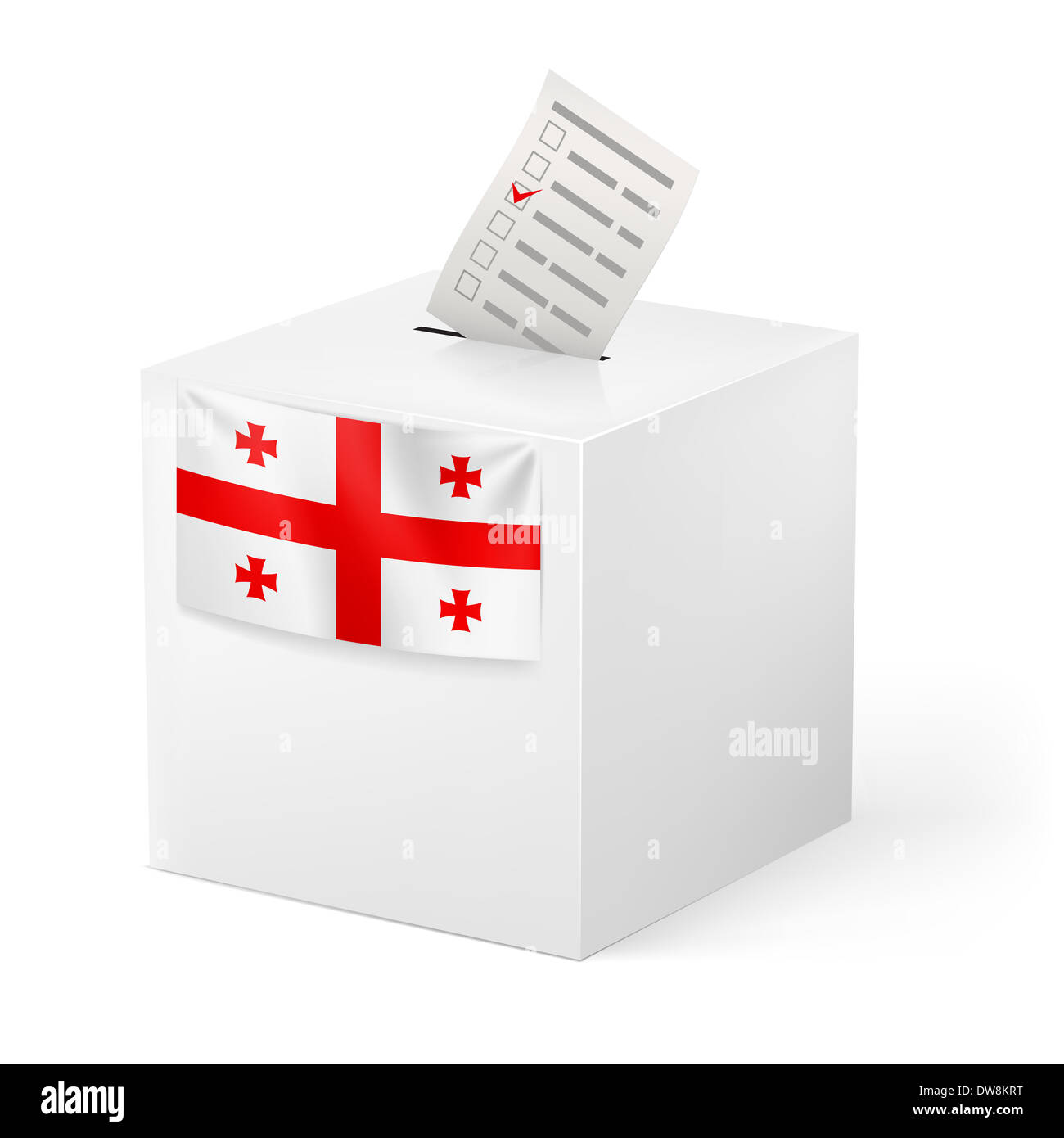 Election in Georgia: ballot box with voting paper on white background ...