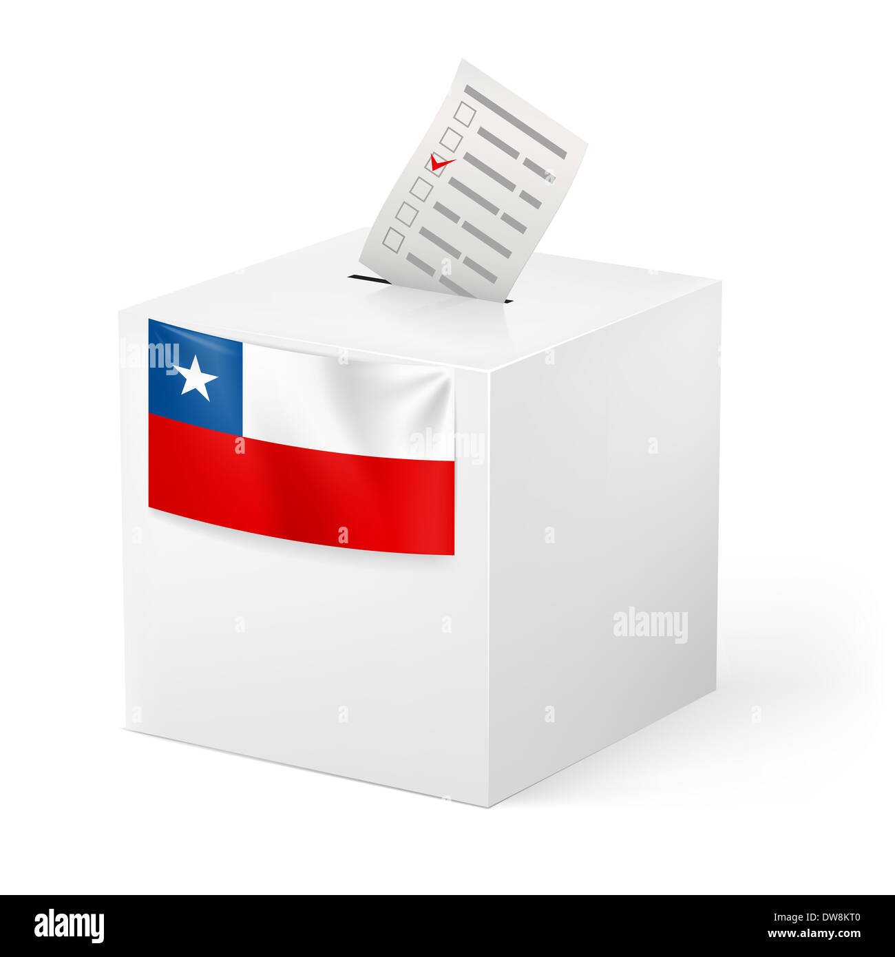 Election in Chile: ballot box with voting paper on white background ...