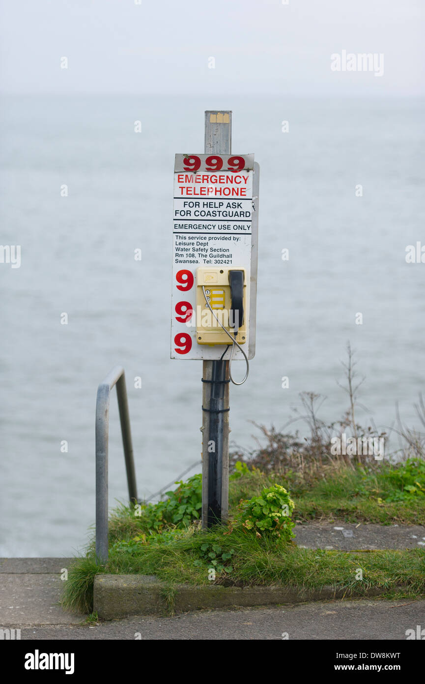 999 emergency coastguard phone telephone coast sea rescue Stock Photo ...