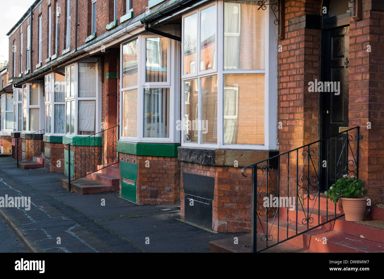 The exterior of a row of Victorian brick built terraced houses in ...