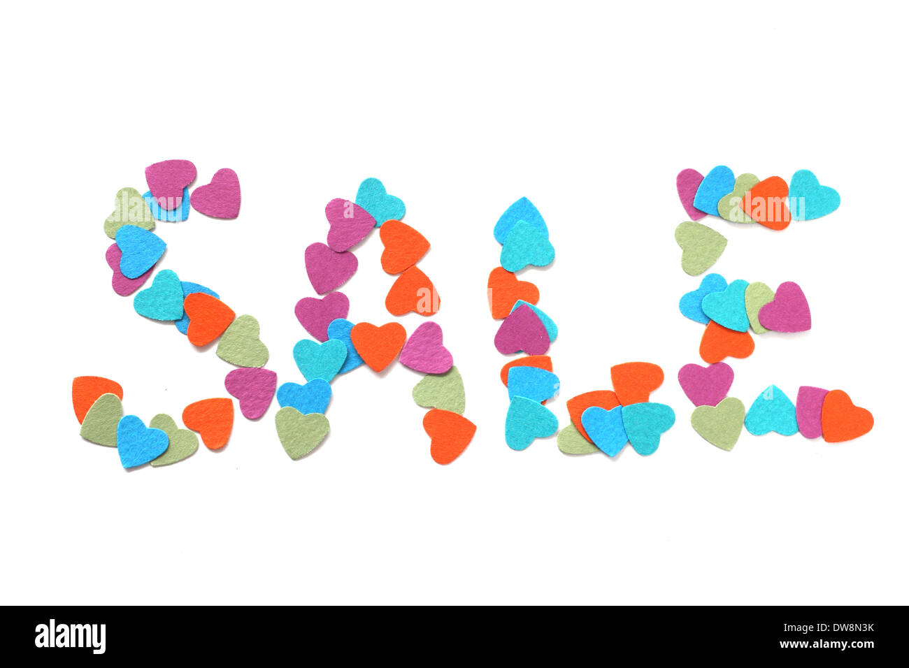 Paper hearts sale sign isolated on white background Stock Photo - Alamy