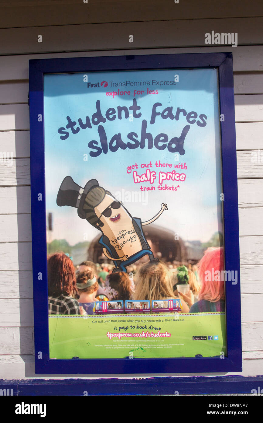 First TransPennine Express discount card advertisements Stock Photo - Alamy