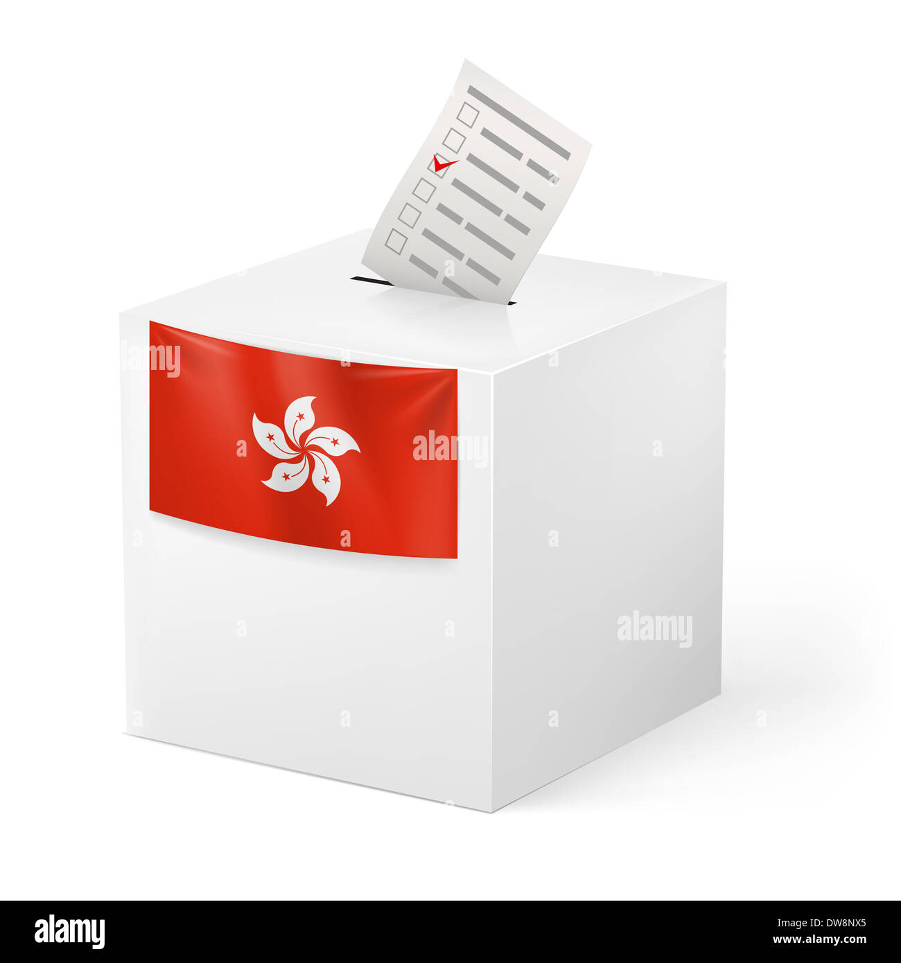 Election in Hong-Kong: ballot box with voicing paper isolated on white ...