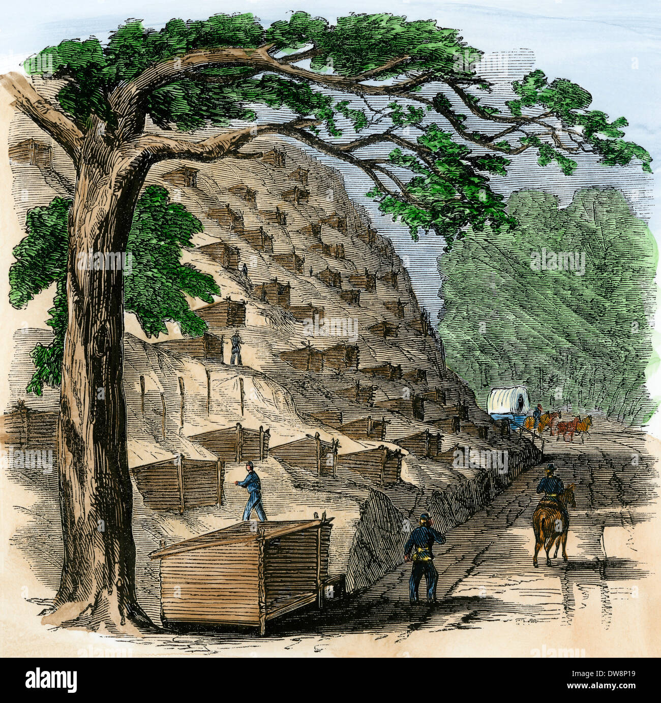 Union Army's camp of hillside huts during the siege of Vicksburg, MS ...