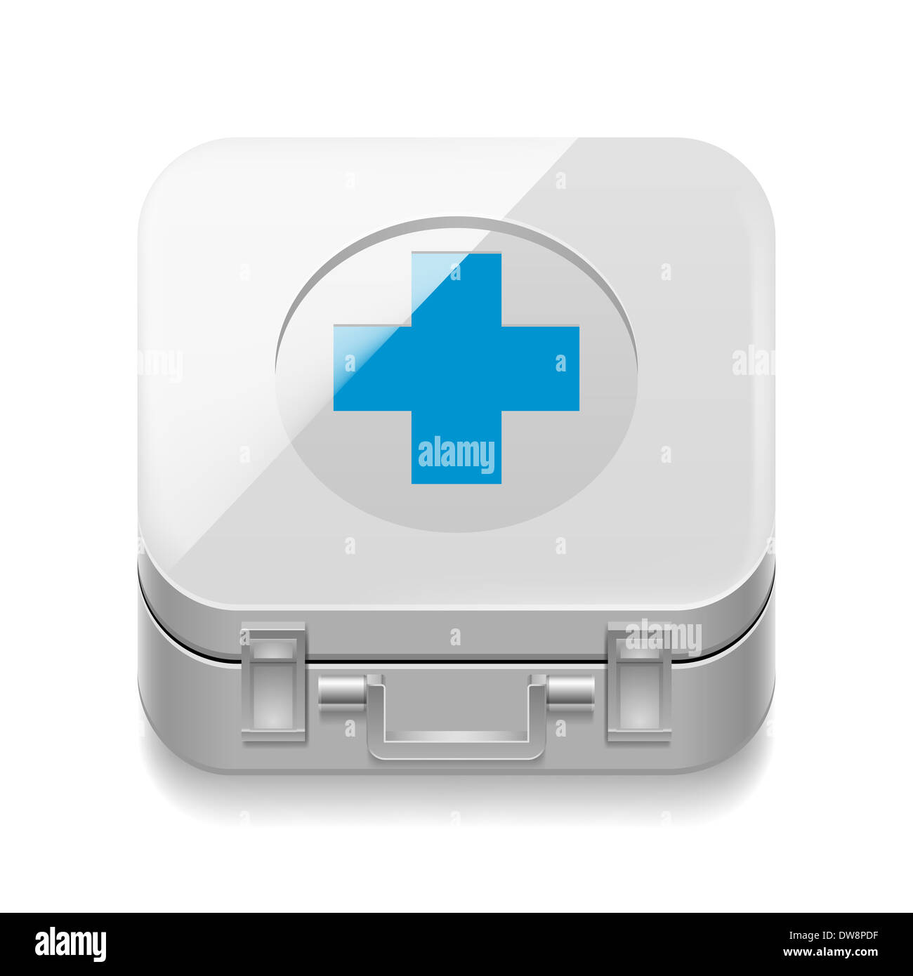 Icon of white first-aid kit on white background Stock Photo - Alamy