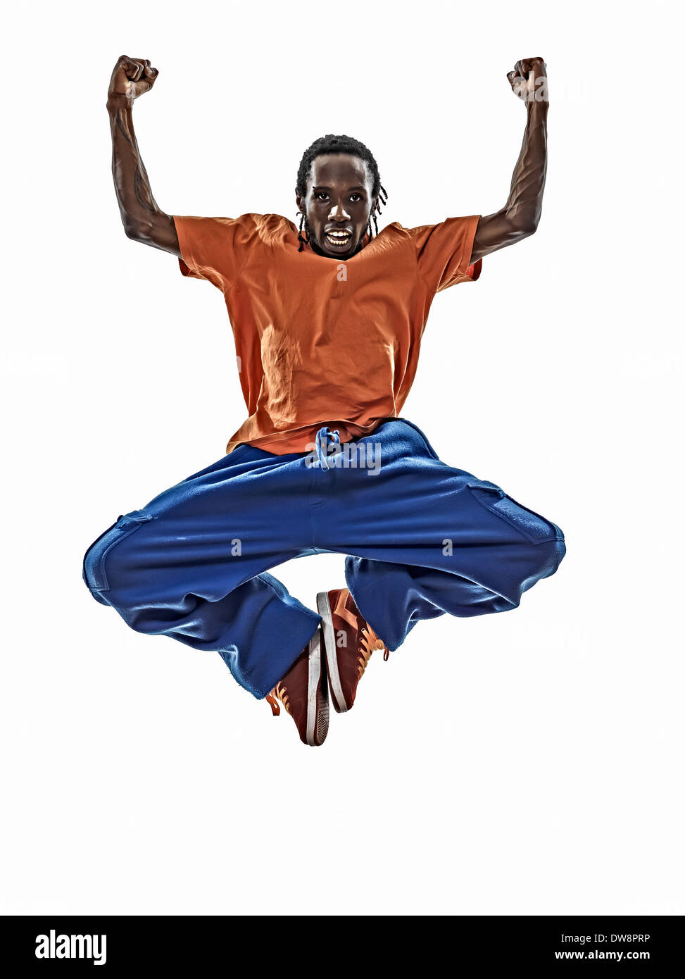 one hip hop acrobatic break dancer breakdancing young man jumping ...