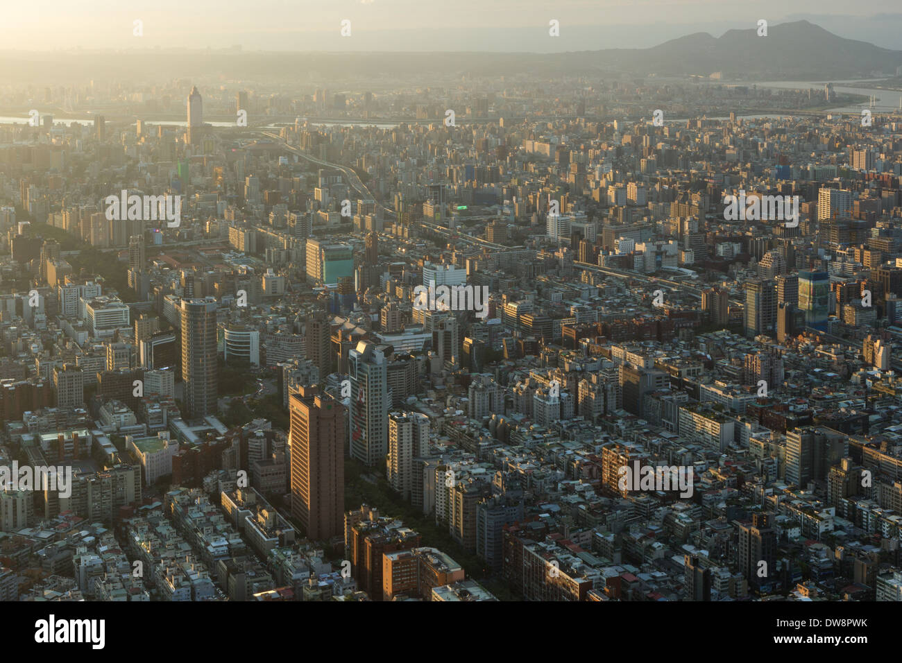 Bird's eye view of Taipei, Taiwan at sunset Stock Photo - Alamy
