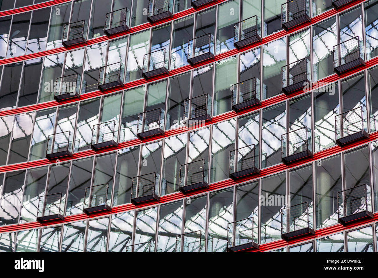 window facade of a modern building with little balconies Stock Photo ...