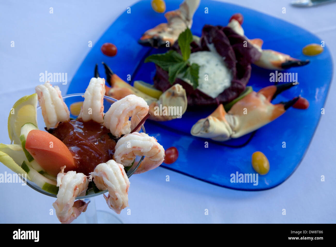Shrimp cocktail and stone crabs at Duval Street restaurant in Key West ...