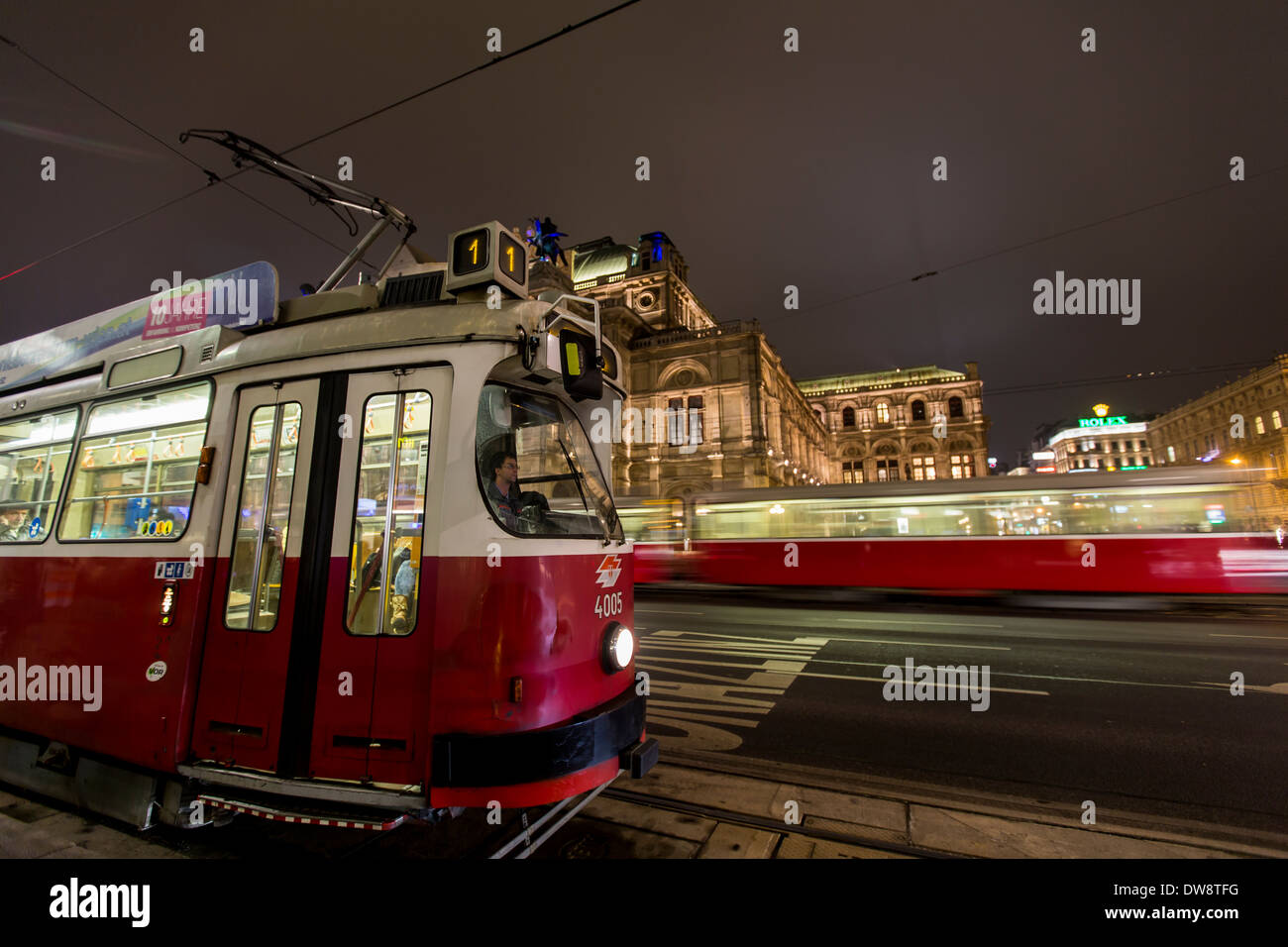Trams at the street of Vienna Stock Photo - Alamy