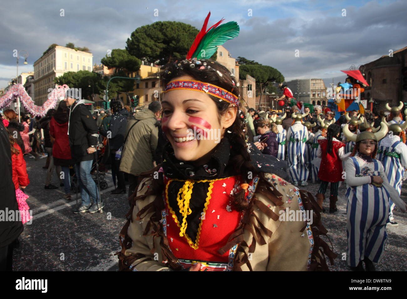 Rome, Italy. 2nd March 2014. Carnival on Via dei Fori Imperiali street ...