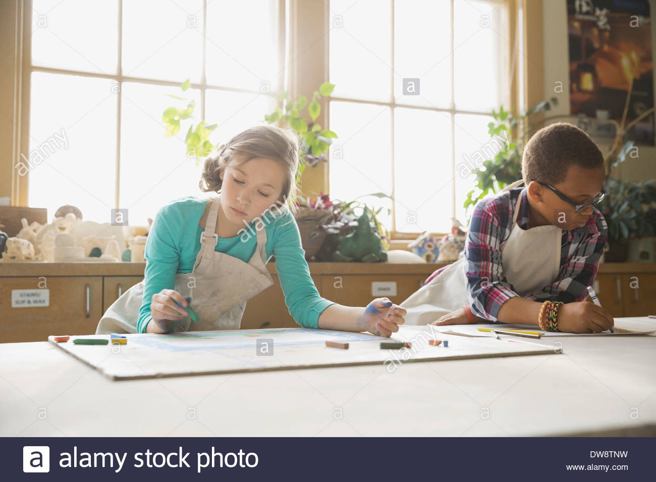 Drawing Class Two Students Stock Photos & Drawing Class Two Students ...