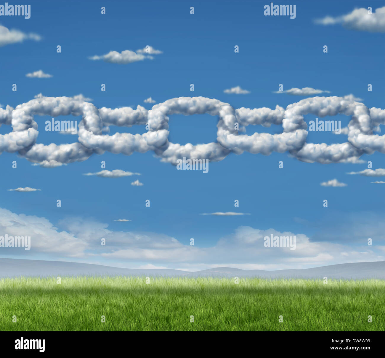 Cloud chain network business concept as a group of cumulus clouds in ...