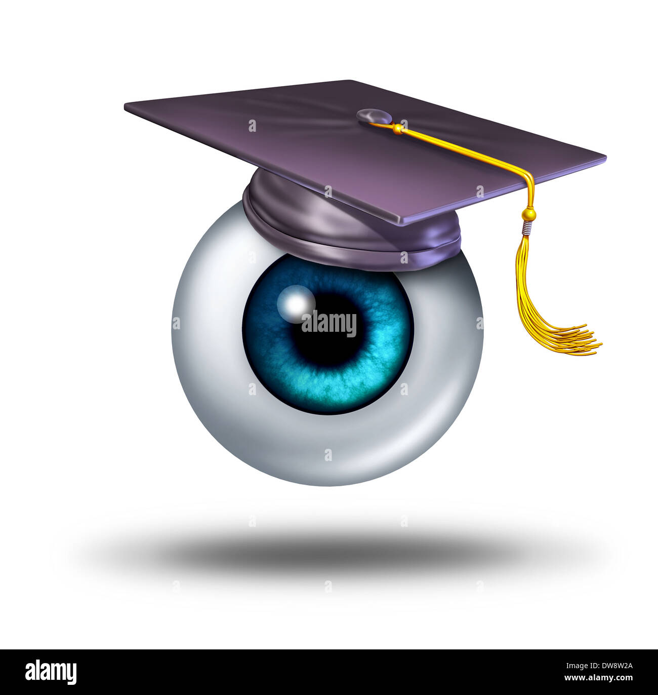 Education vision concept as a human eye wearing a mortar cap or ...