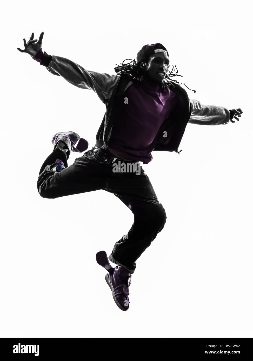 one hip hop acrobatic break dancer breakdancing young man jumping ...