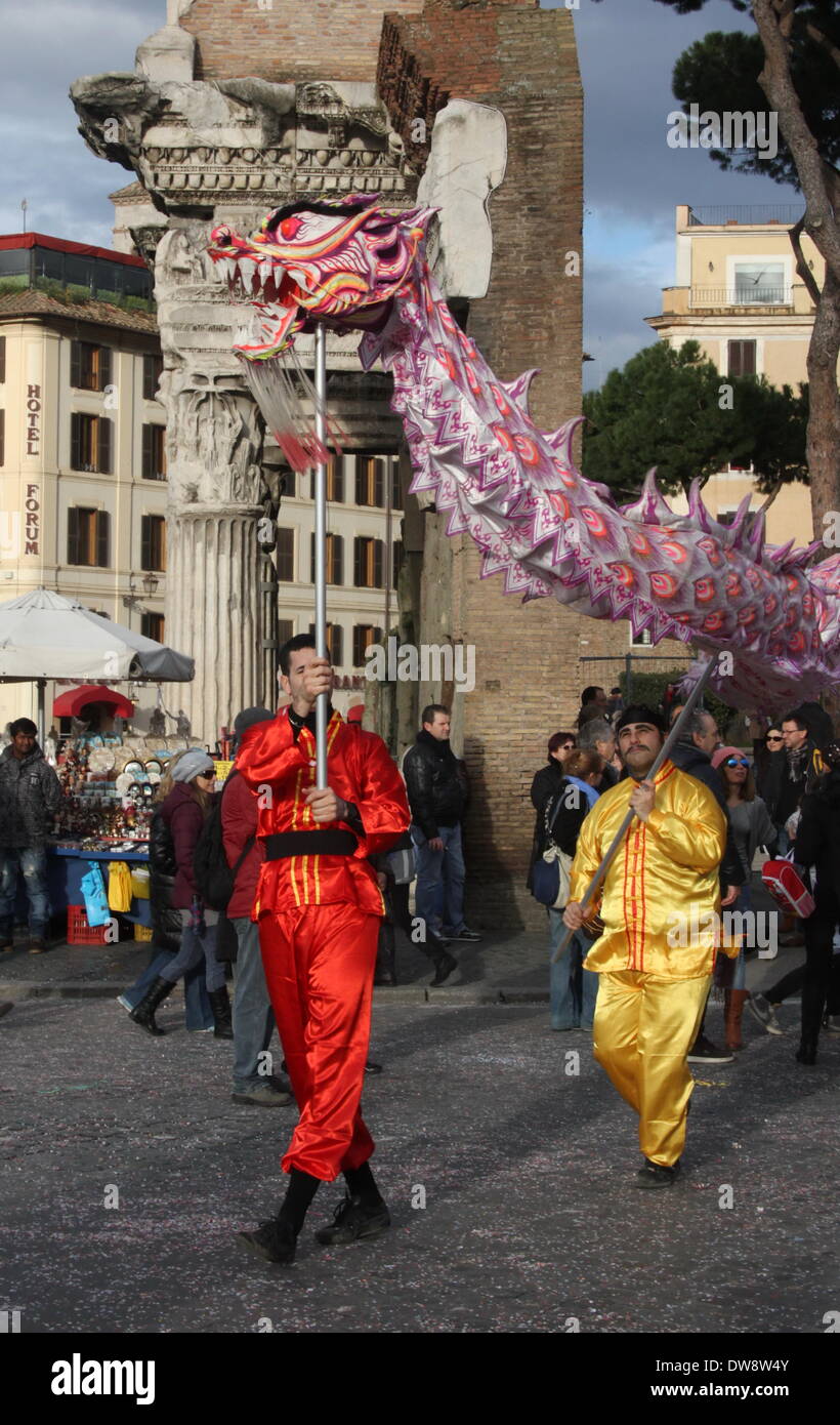 Rome, Italy. 2nd March 2014. Carnival on Via dei Fori Imperiali street ...