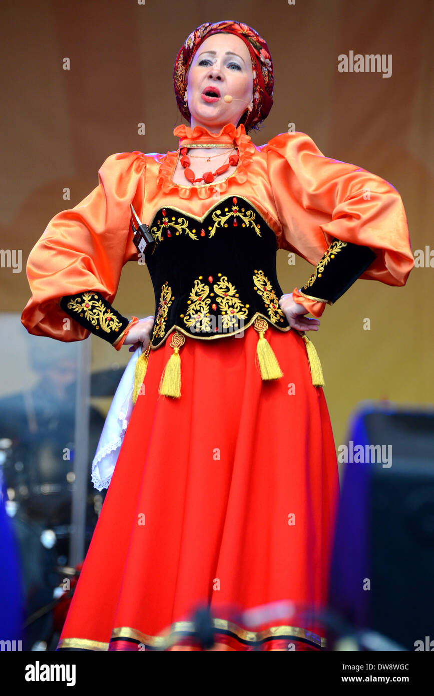 London, UK. 2nd March, 2014. Cossack Ensemble Sakma preforms on stage ...