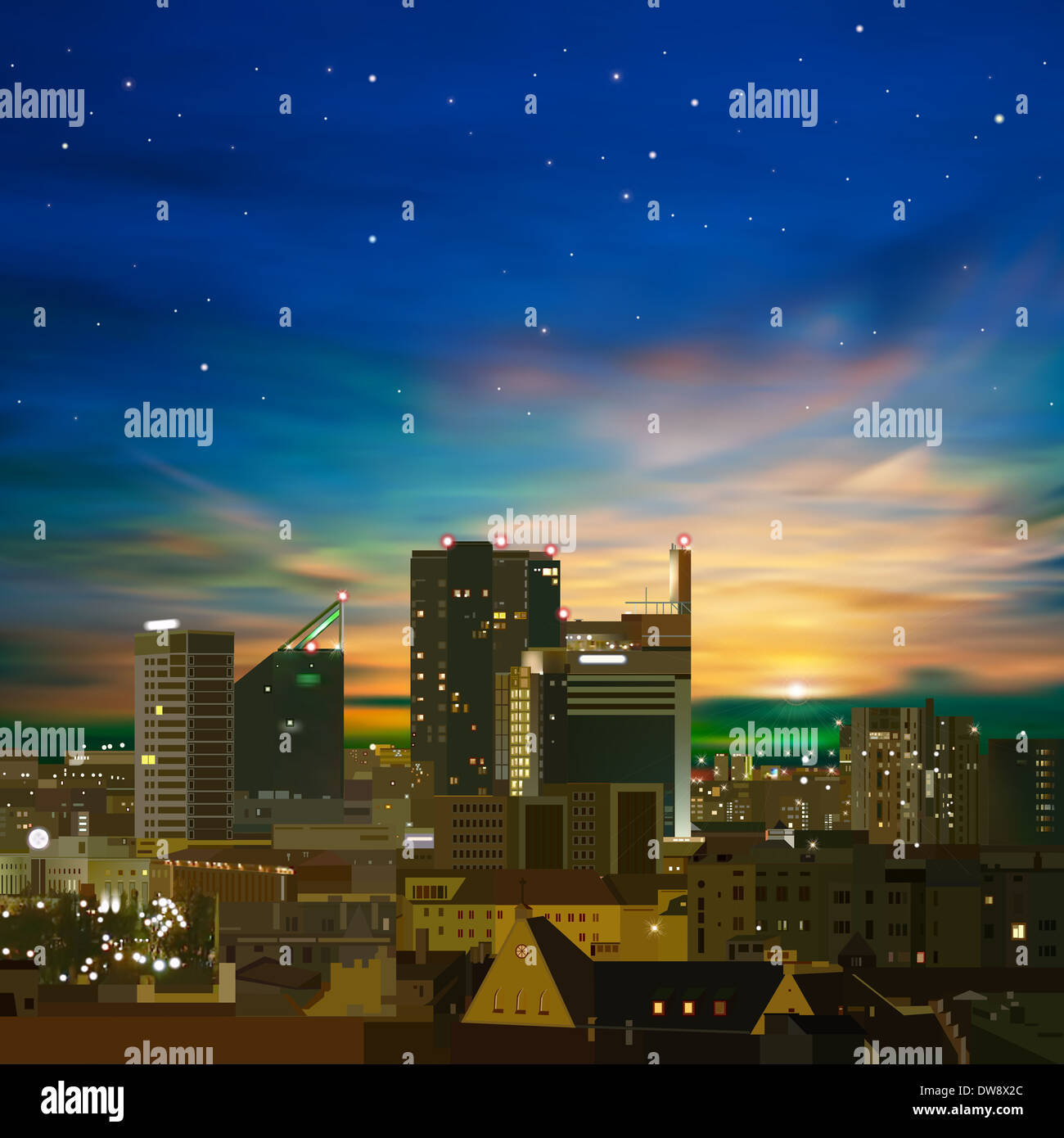 abstract nature background with city and sunset Stock Photo - Alamy