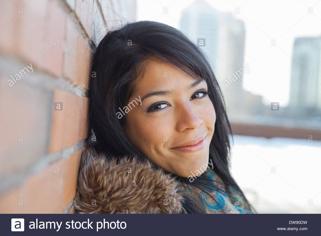 Woman leaning head against side hi-res stock photography and images - Alamy