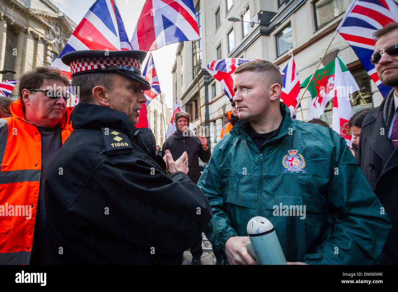 Paul Golding leader of Britain First right-wing patriot group outside ...