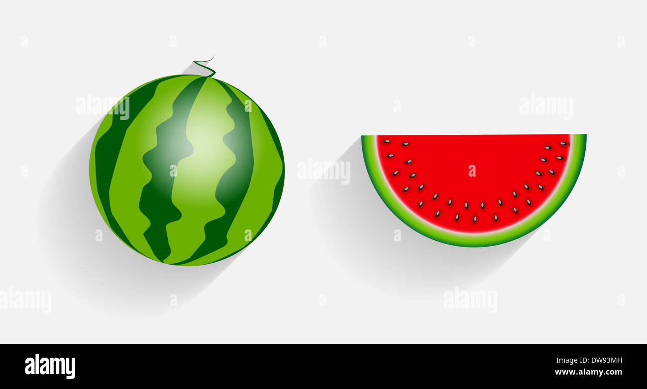 Watermelon Icons with Long Shadows Vector Illustration Stock Photo - Alamy