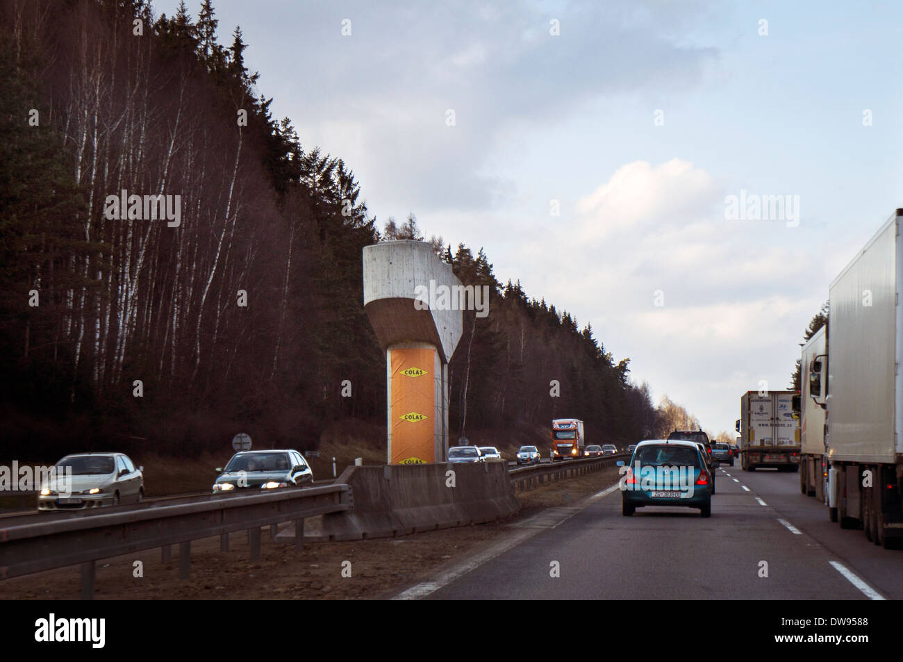 COLAS CZ sign, D1 motorway, highway, modernization, bridge ...