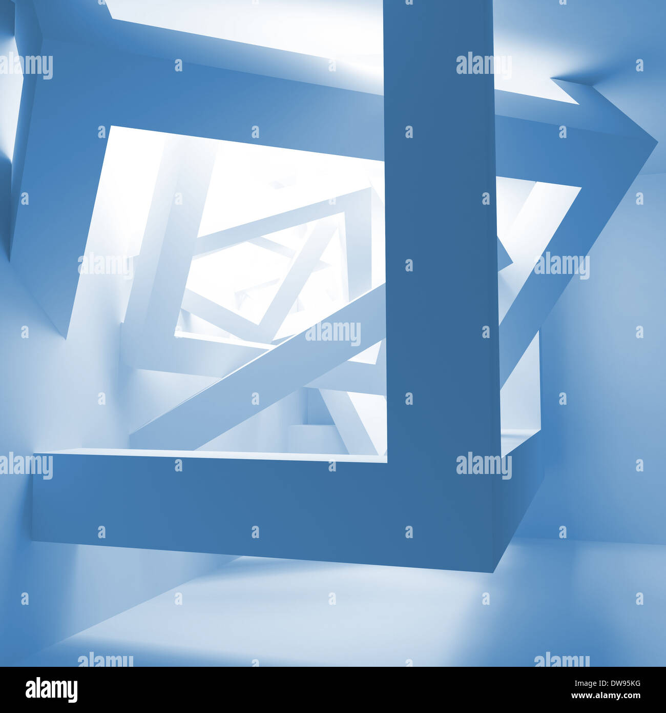 Blue abstract 3d interior with construction of cubes Stock Photo - Alamy