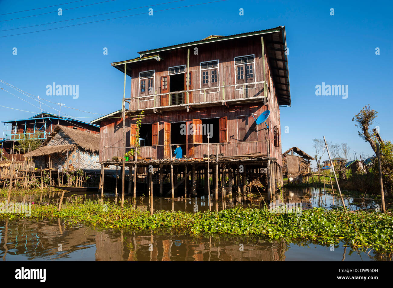 House on the water, floating village, Inle Lake, Shan State, Myanmar ...