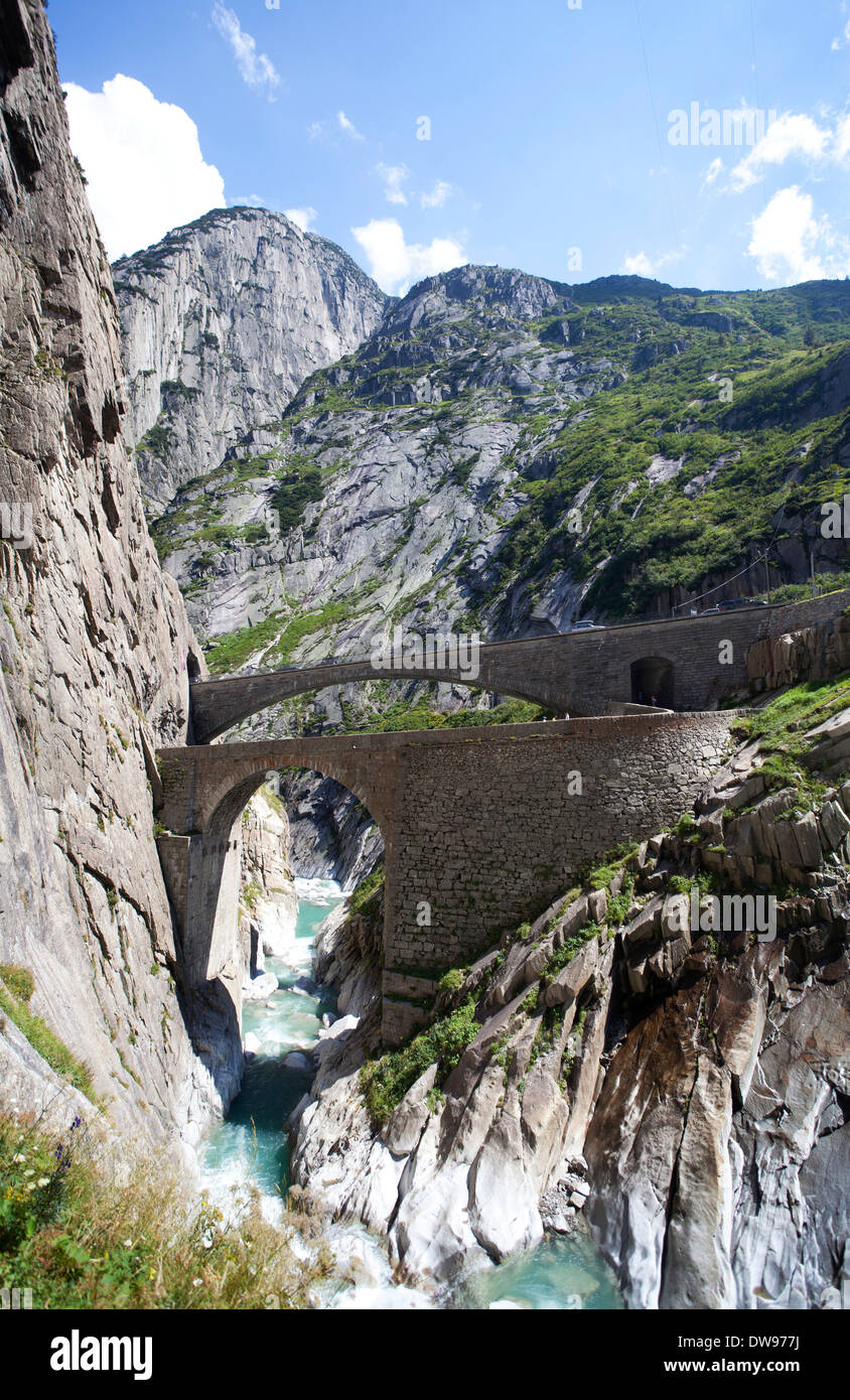 Devil's Bridge, Schöllenen Gorge, Reuss River, Canton of Uri ...