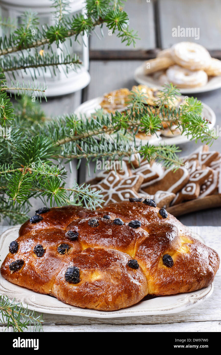 Traditional christmas bread served commonly in many ...
