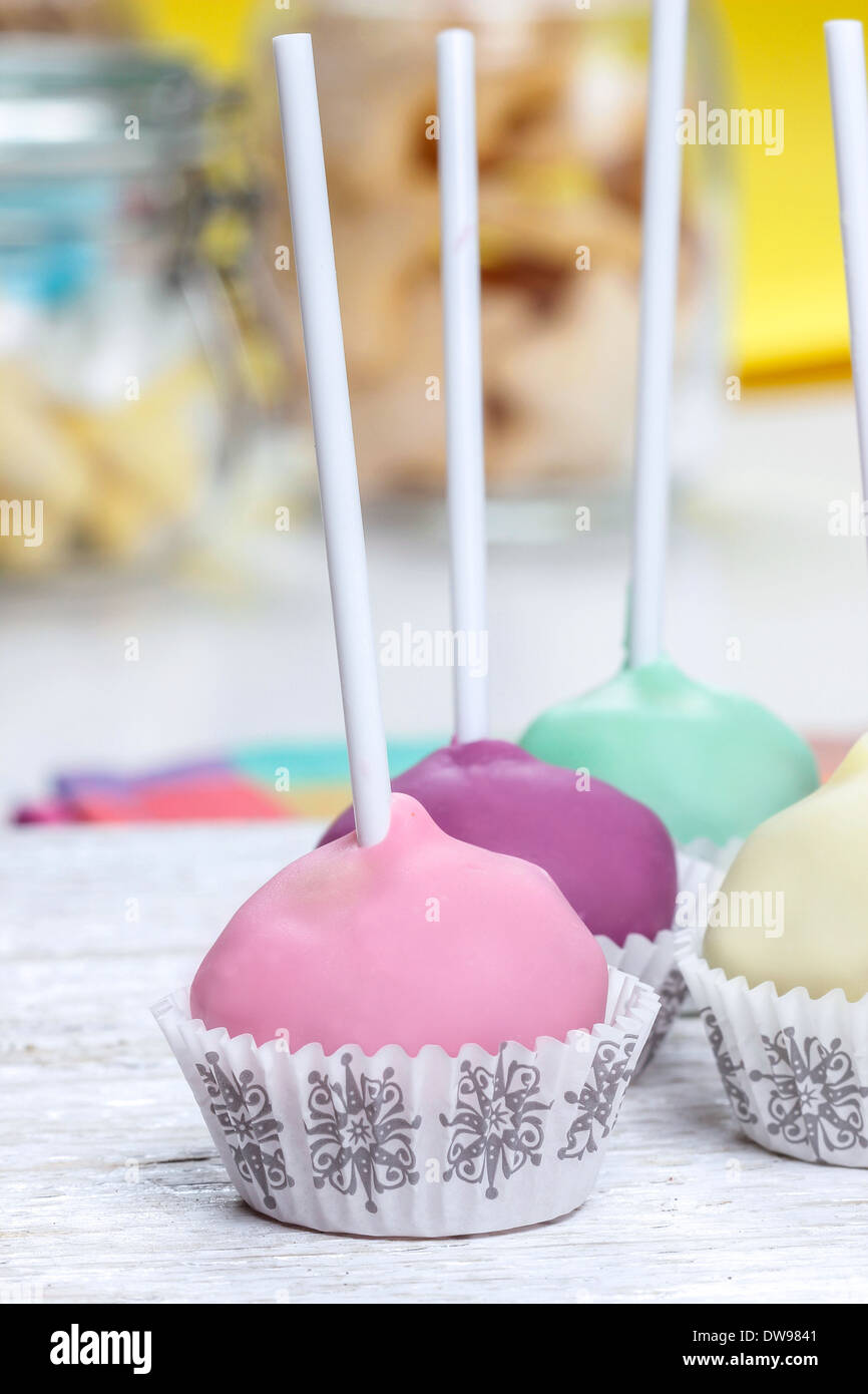 Colorful cake pops, birthday party Stock Photo - Alamy