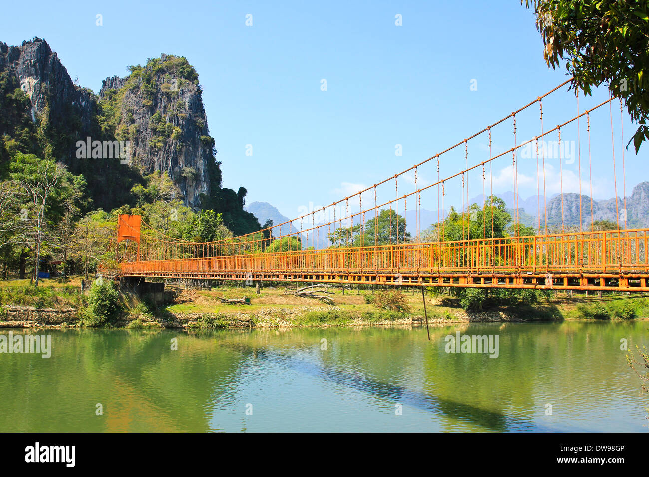 Bridge over Song River, Vang Vieng, Laos Stock Photo - Alamy