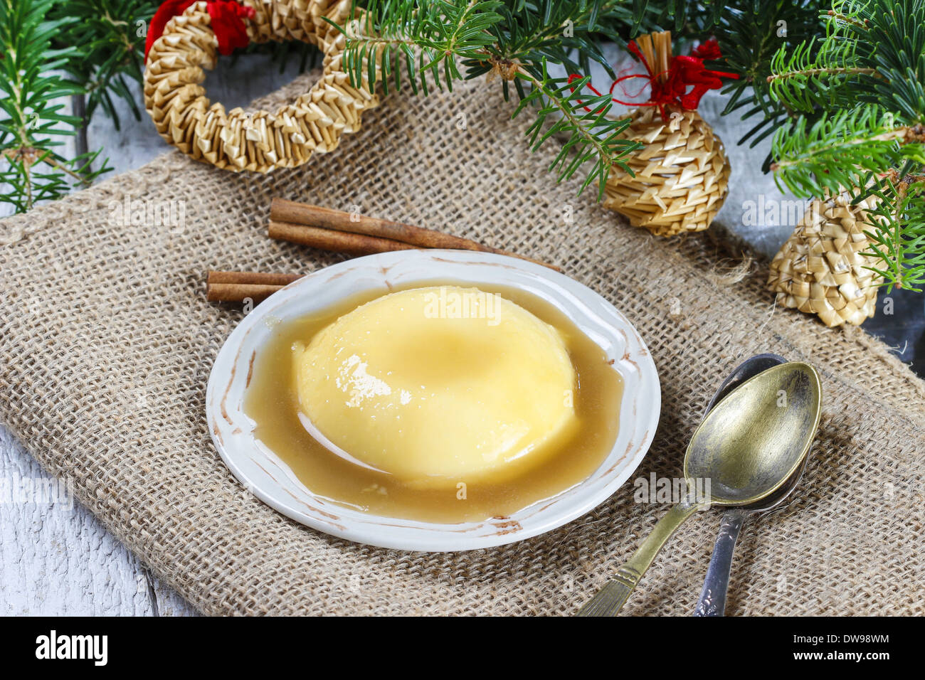 Flan, traditional spanish dessert. Selective focusFlan, traditional ...
