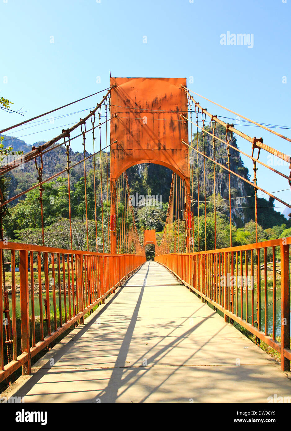 Laos river bridge view hi-res stock photography and images - Alamy