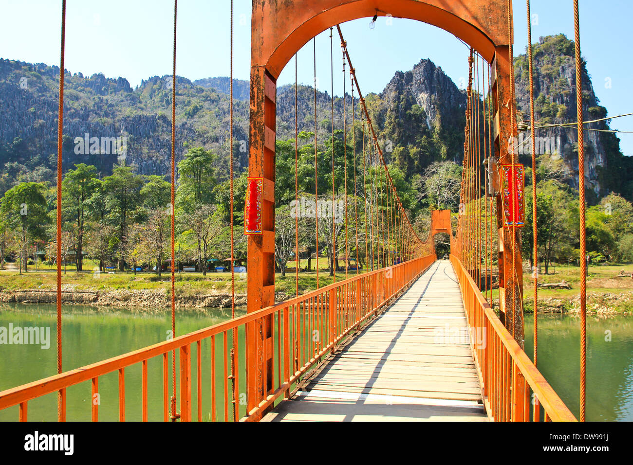 Bridge over Song River, Vang Vieng, Laos Stock Photo - Alamy