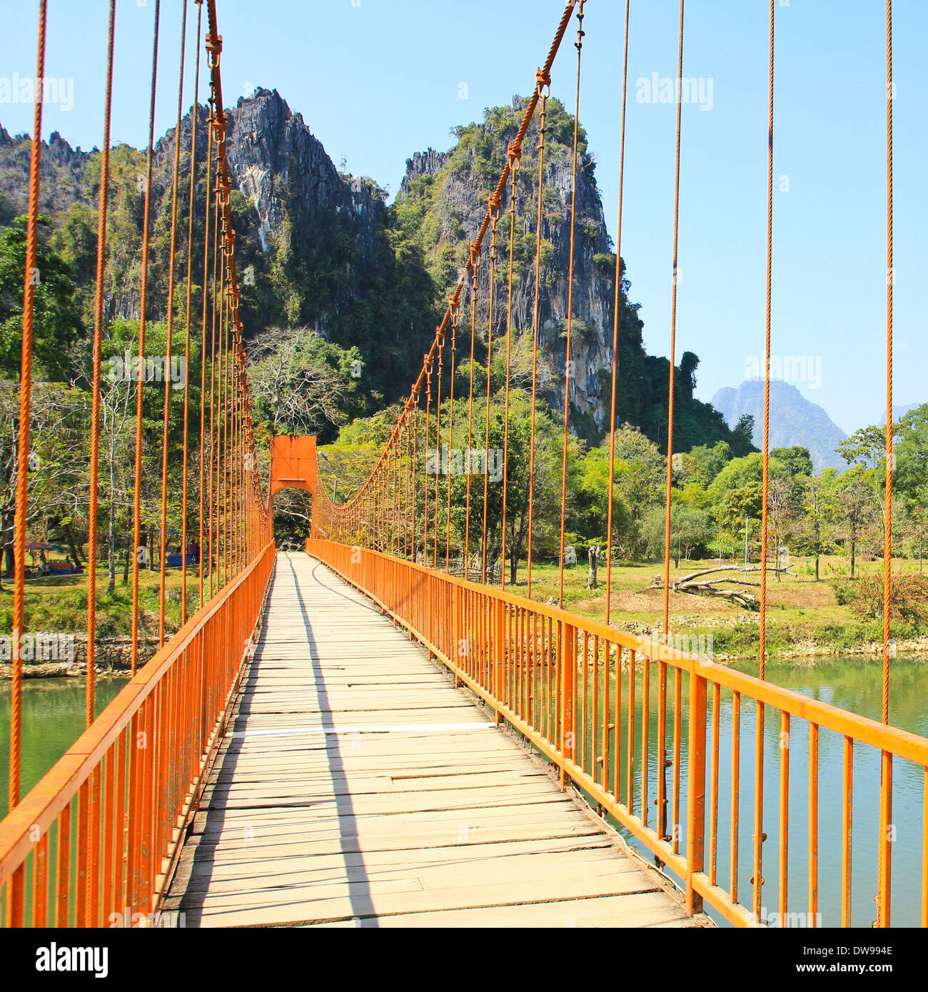 Bridge over Song River, Vang Vieng, Laos Stock Photo - Alamy