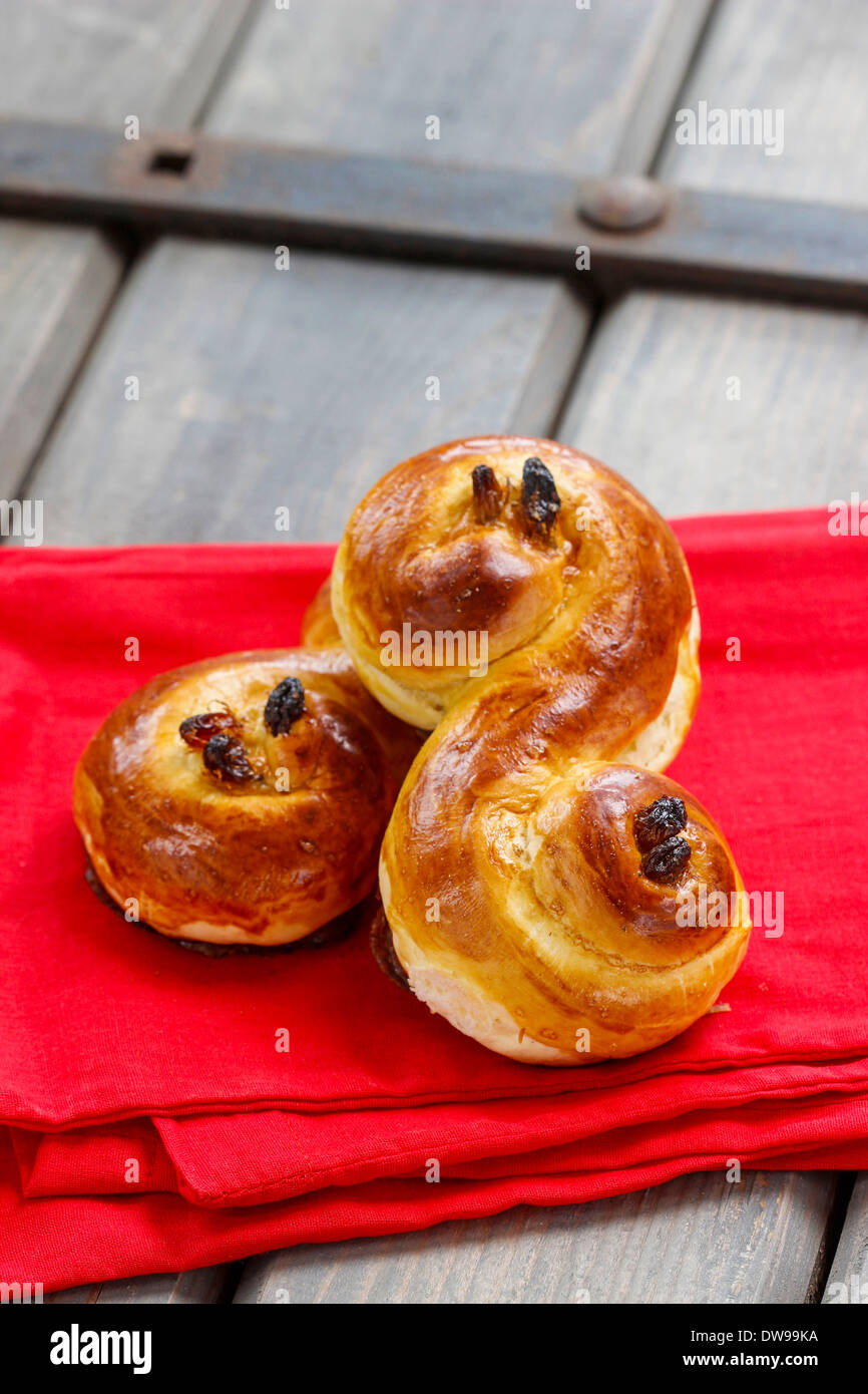 Swedish christmas. Traditional swedish buns in christmas setting. A ...