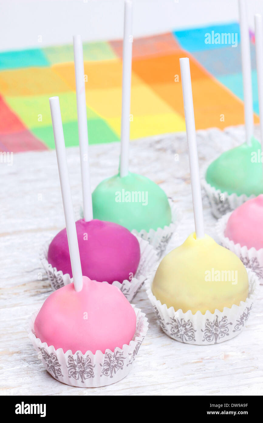 Colorful cake pops, birthday party Stock Photo - Alamy