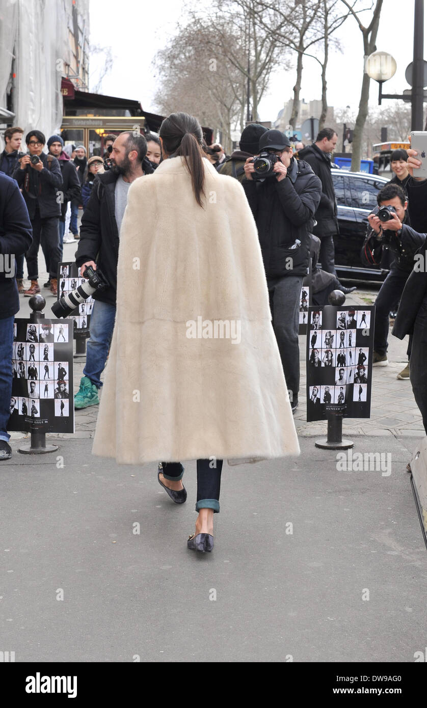Giovanna Battaglia arriving at the Dior runway show during Paris Fashion Week - Feb 28, 2014 ...