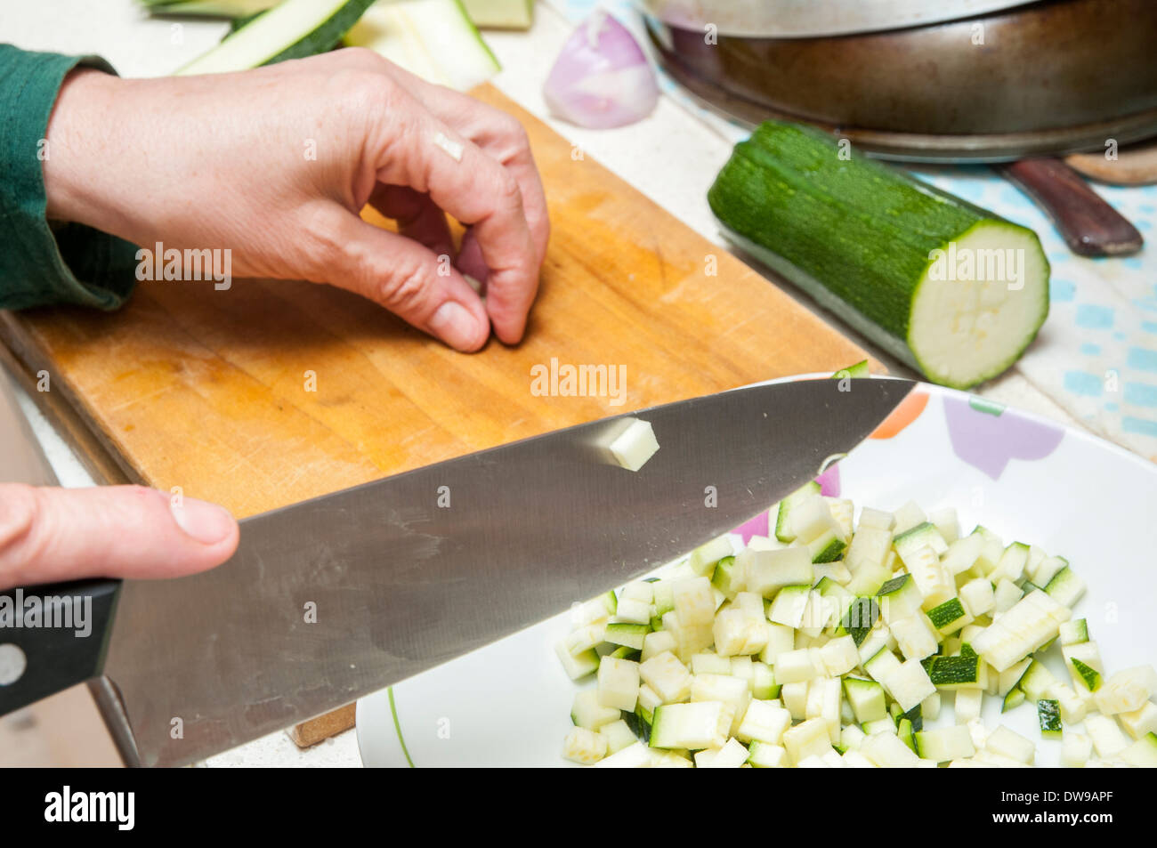 cook cucumber cut into small pieces Stock Photo - Alamy