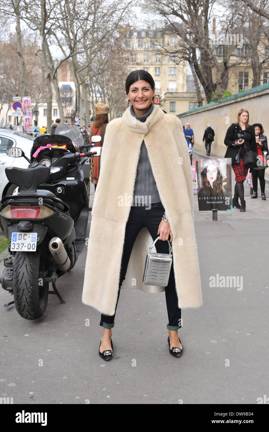 Giovanna Battaglia arriving at the Dior runway show during Paris Fashion Week - Feb 28, 2014 ...