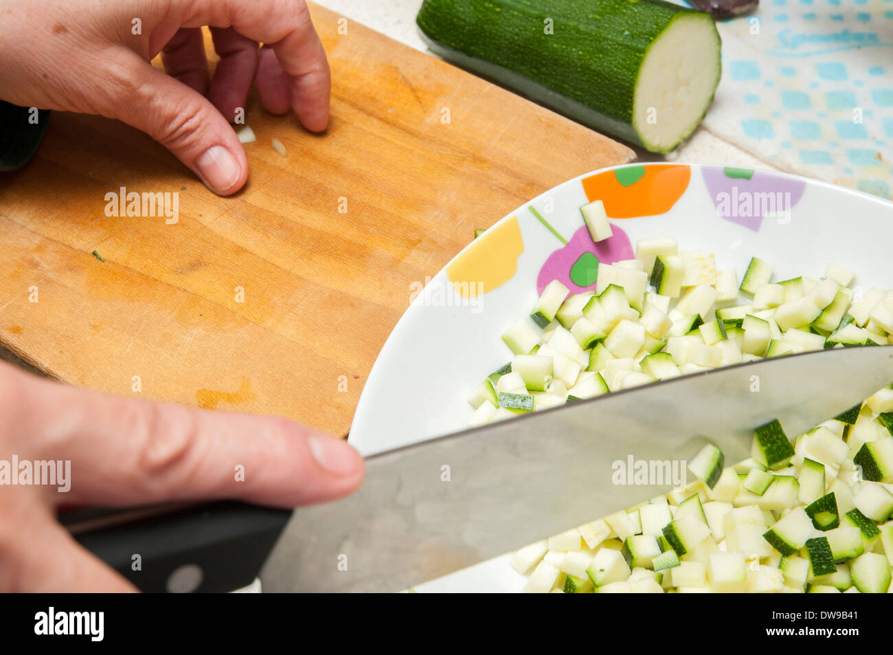 cook cucumber cut into small pieces Stock Photo - Alamy