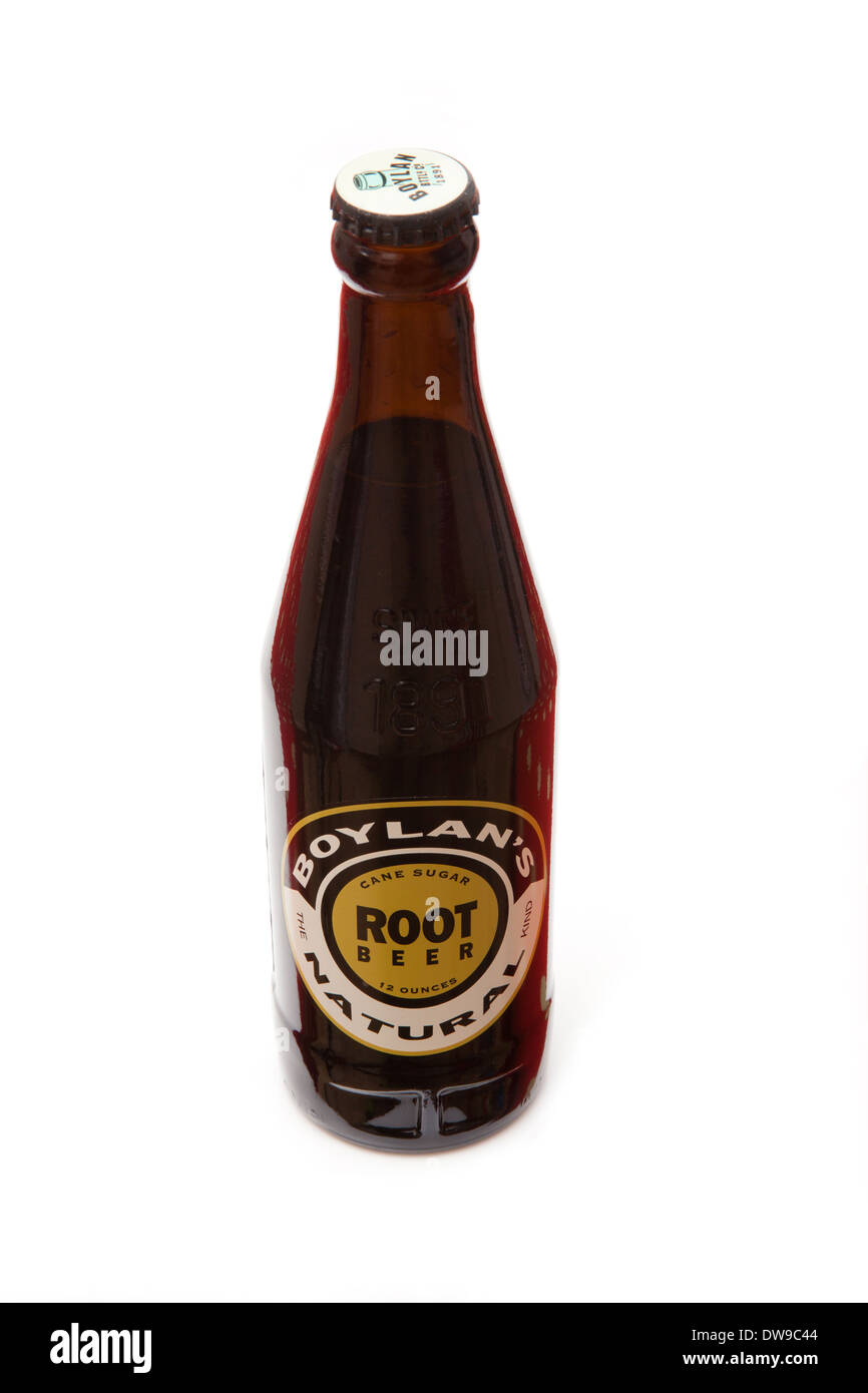 Bottle of Boylan's root beer isolated on a white studio background ...