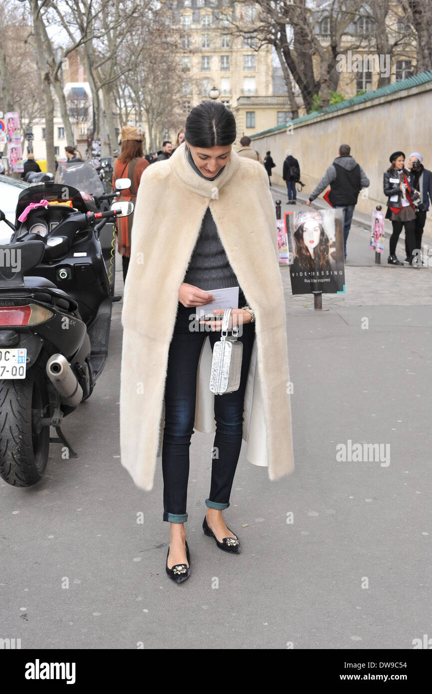 Giovanna Battaglia arriving at the Dior runway show during Paris Fashion Week - Feb 28, 2014 ...
