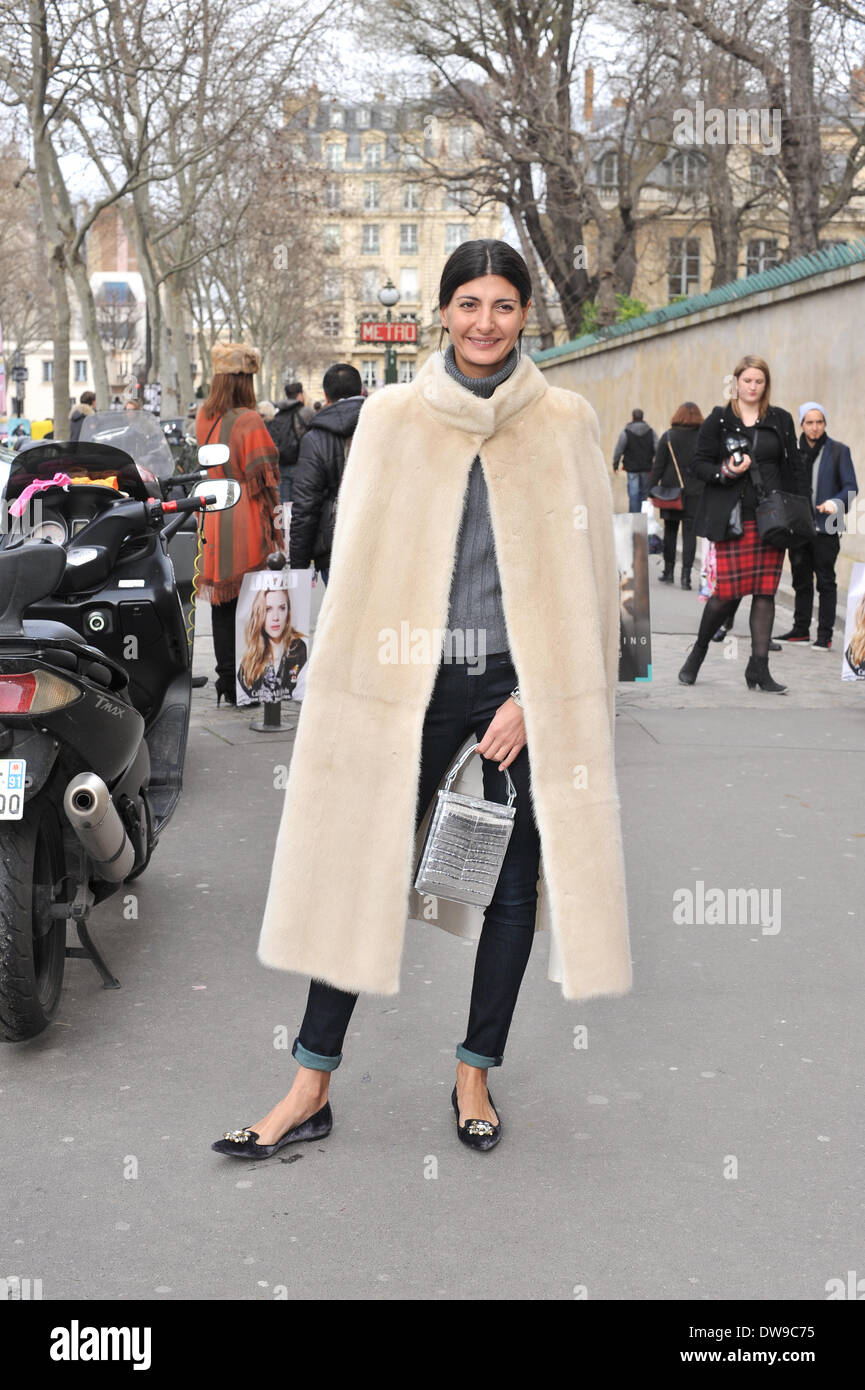 Giovanna Battaglia arriving at the Dior runway show during Paris Fashion Week - Feb 28, 2014 ...