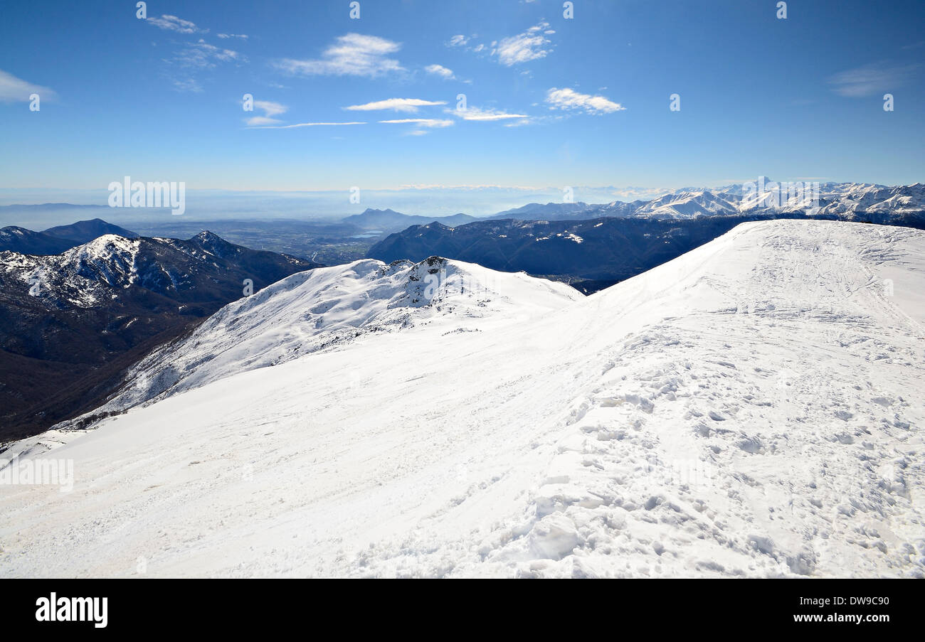 Aerial view from the top of the mountain in wonderful alpine scenery ...