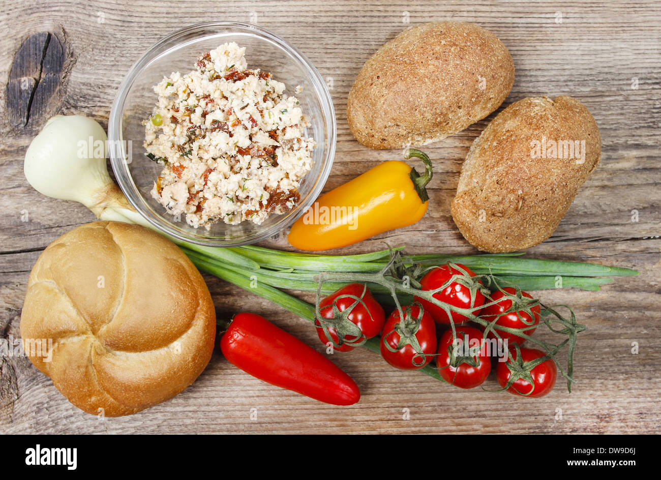 Healthy natural breakfast on wooden table, top viewHealthy natural ...
