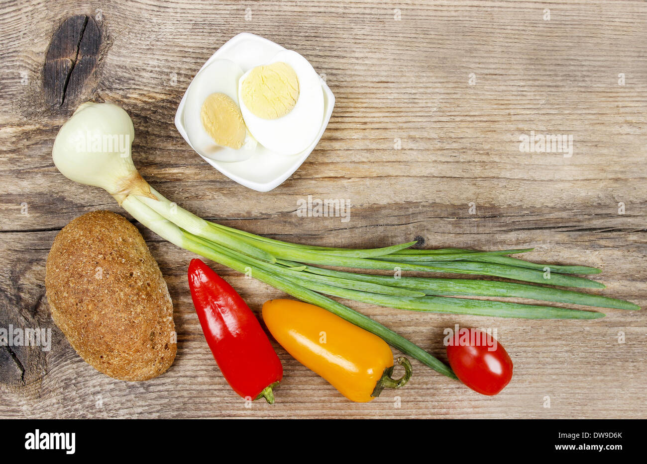 Healthy natural breakfast on wooden table, top viewHealthy natural ...