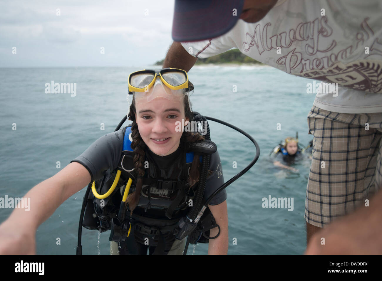 Scuba diver climbing boat hi-res stock photography and images - Alamy
